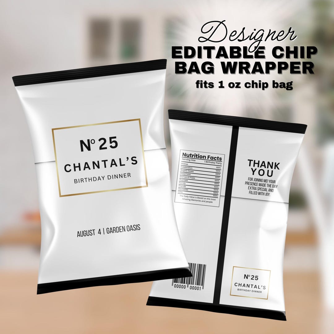 Designer Chip Bag Design Template, High End Luxury Design, DIY Editable ...