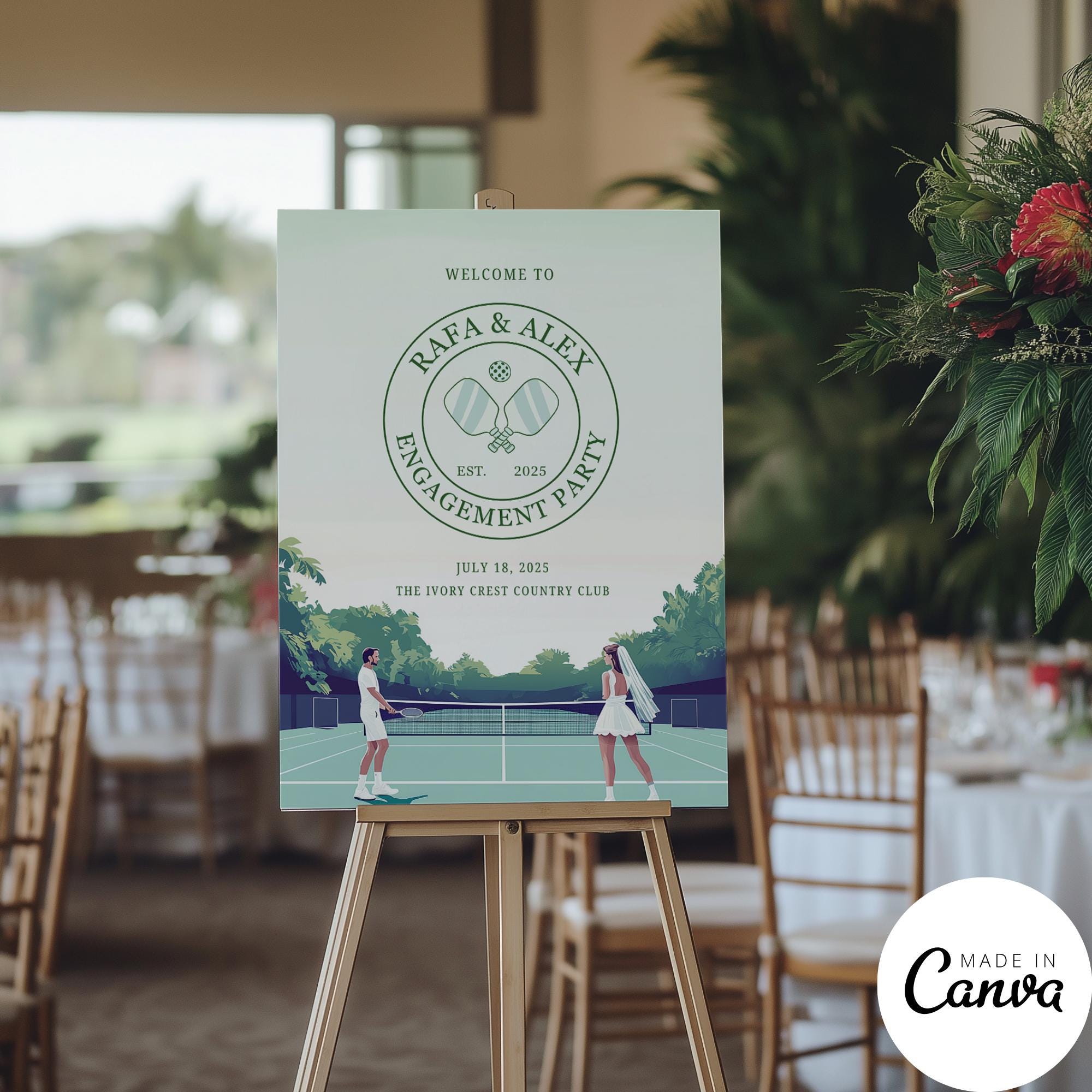 Pickleball Themed Engagement Party Welcome Sign, Racket Sports ...