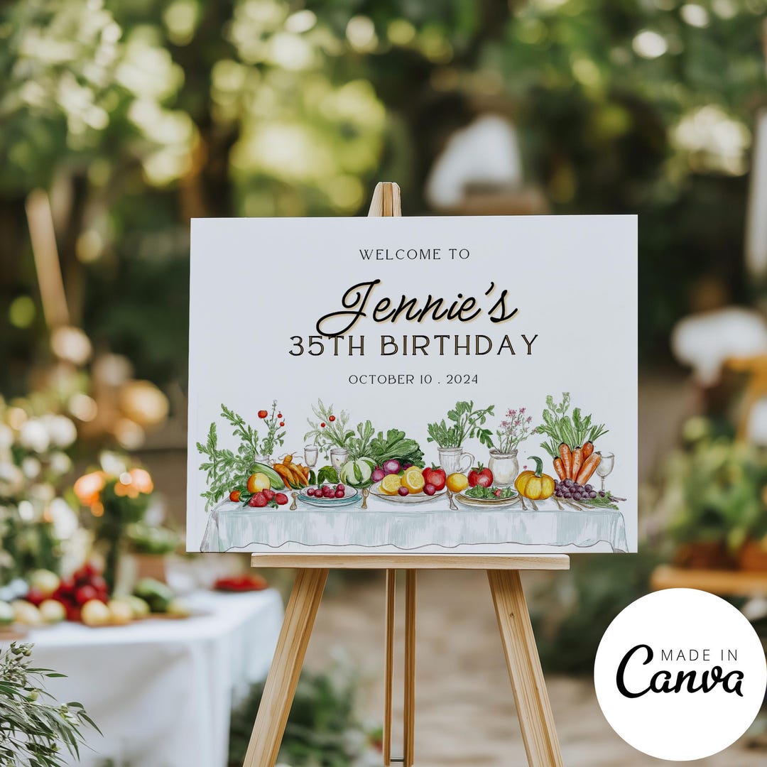 Farm to Table Birthday Welcome Sign Template, Sunday Farmer's Market ...