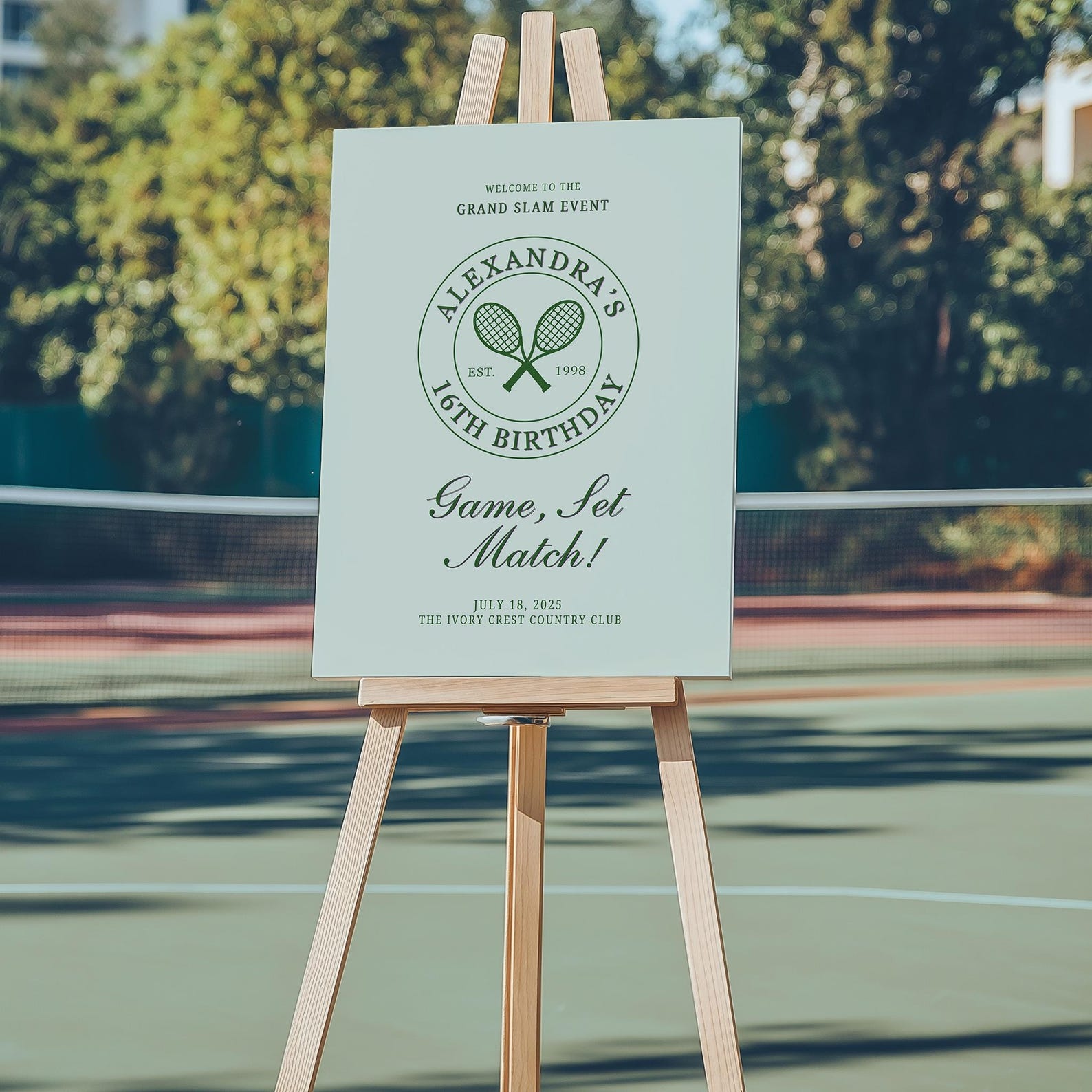 Tennis Themed Welcome Sign Template, Hand Drawn Country Club Birthday ...