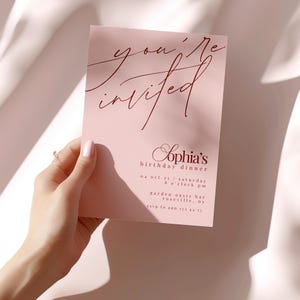 Modern Minimalist Birthday Invitation Template, Coquette Party Invite ...