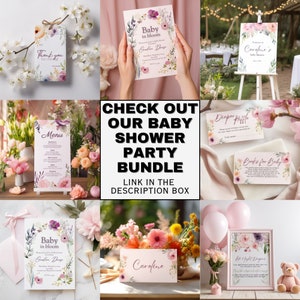 Baby in Bloom Baby Shower Menu Template, Spring Wedding Menu Card ...