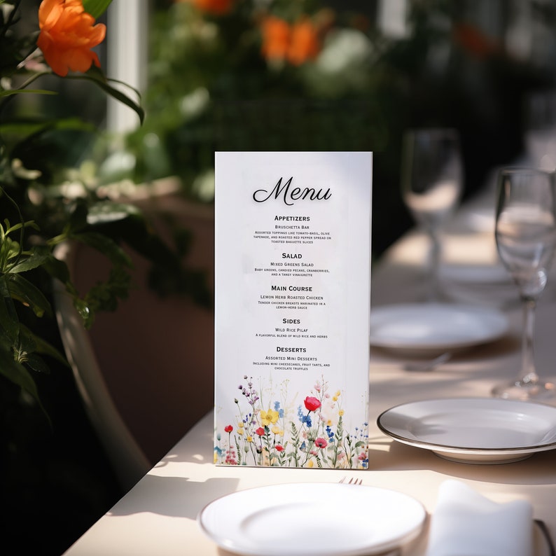 Designer Birthday Menu Template, Spring Wedding Menu Card, Floral Menu ...