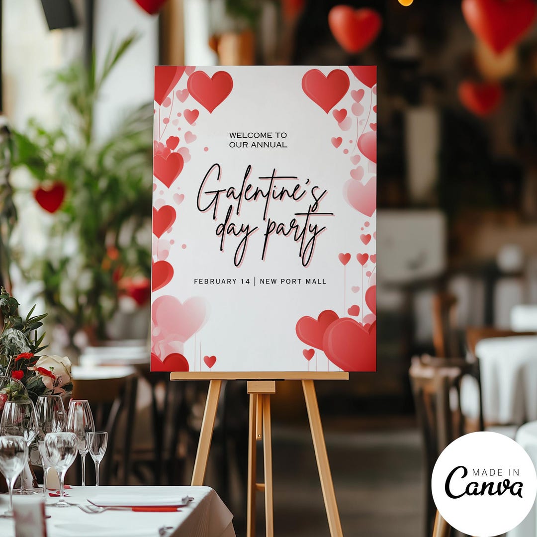 Valentine's Day Welcome Sign Template, Romantic Vintage Birthday ...