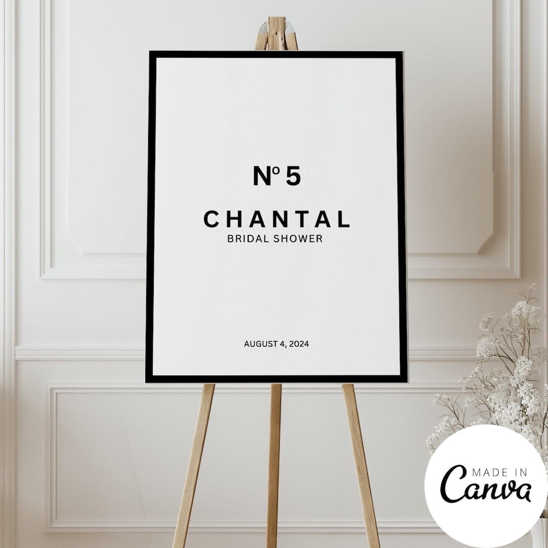 Designer Welcome Sign Template, High End Perfume No 5 Poster, Bridal ...