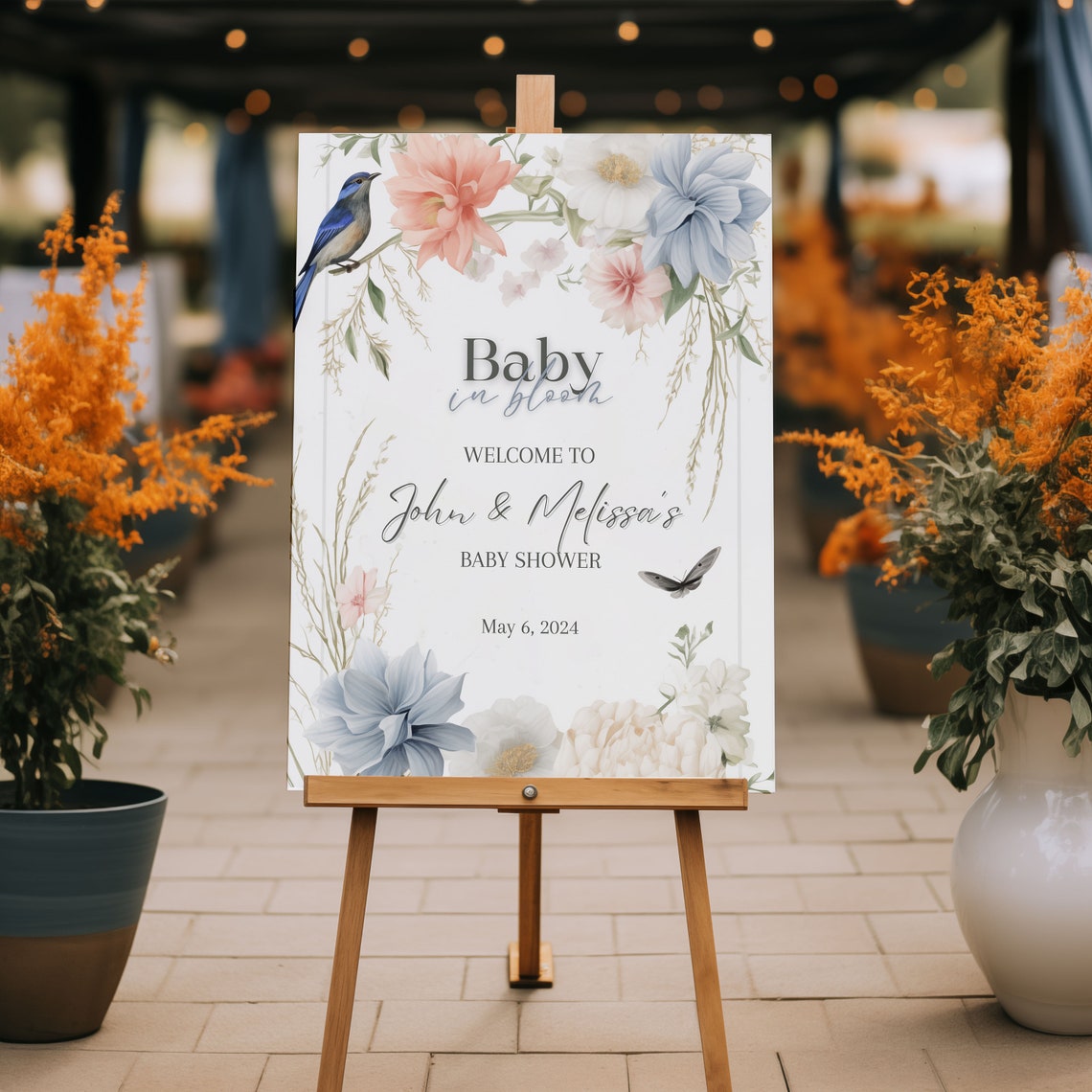 Baby Shower Welcome Sign Template, Spring Baby in Bloom Poster, Floral ...