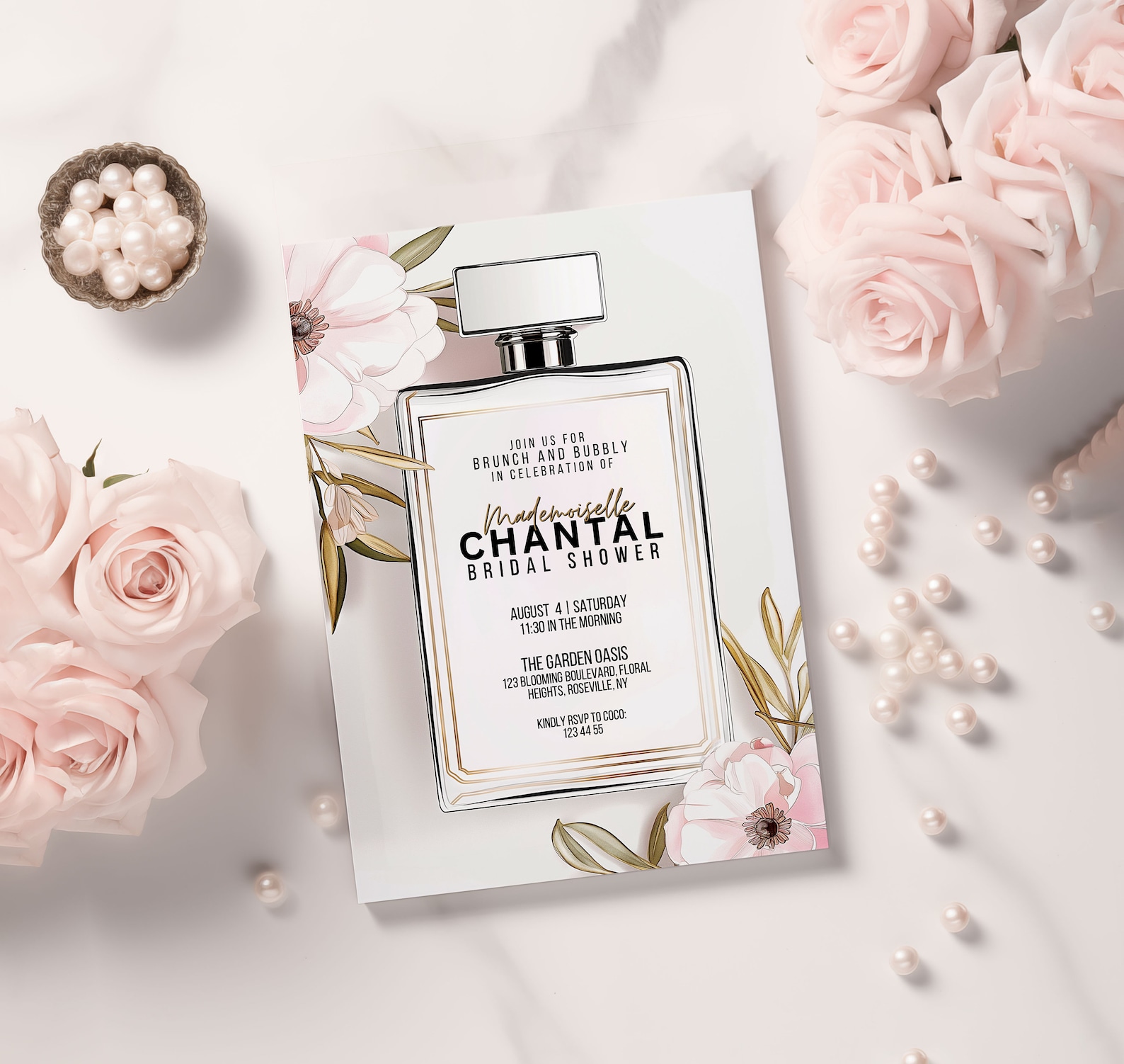 Designer Invitation Template Design, Luxury High End Perfume No 5 ...