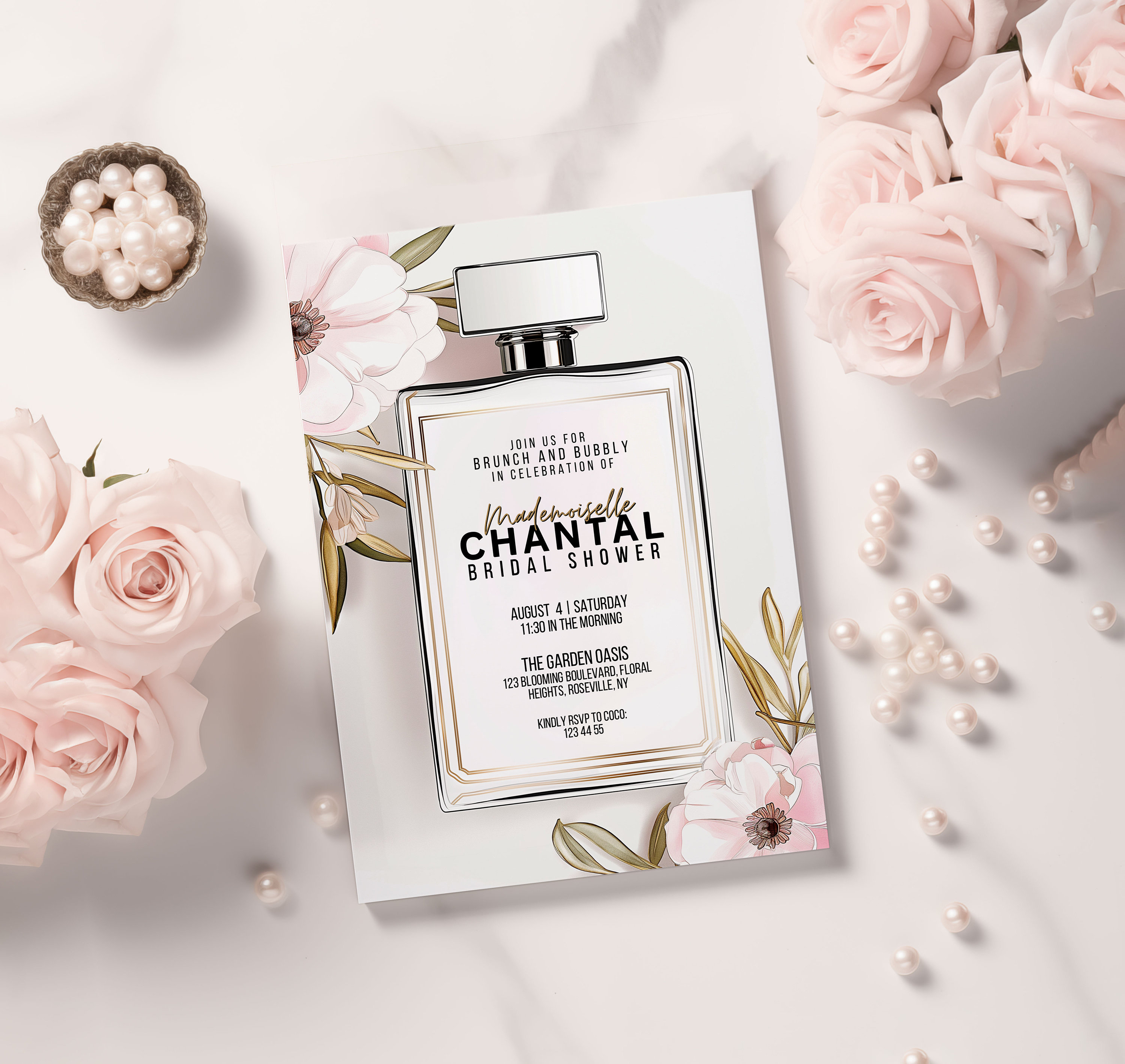 Designer Invitation Template Design, Luxury High End Perfume No 5 ...