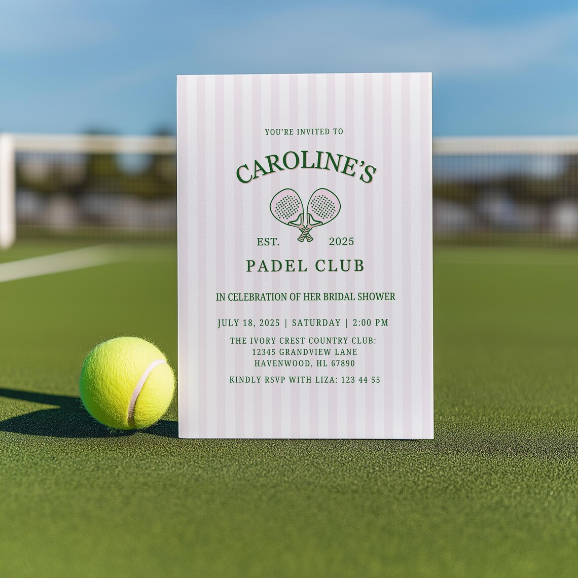 Padel Ball Themed Birthday Invitation Template, Country Club Wedding ...