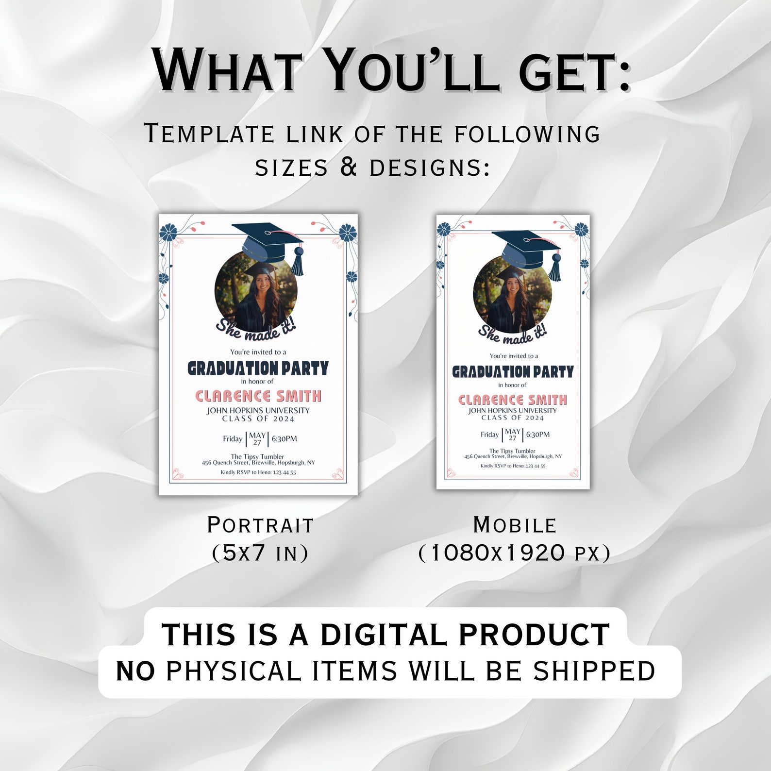 Graduation Party Invitation Template, Senior College Grad Invite for ...