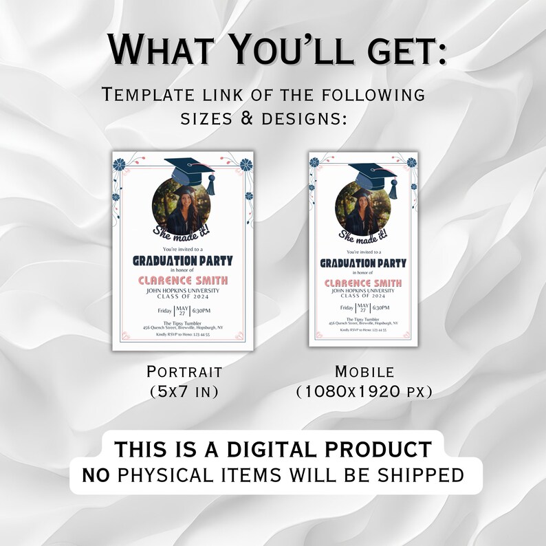 Graduation Party Invitation Template, Senior College Grad Invite for ...