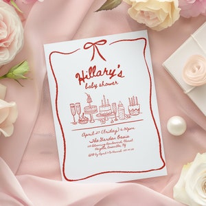 Hand Drawn Baby Shower Invitation Template, Handwritten Illustration ...
