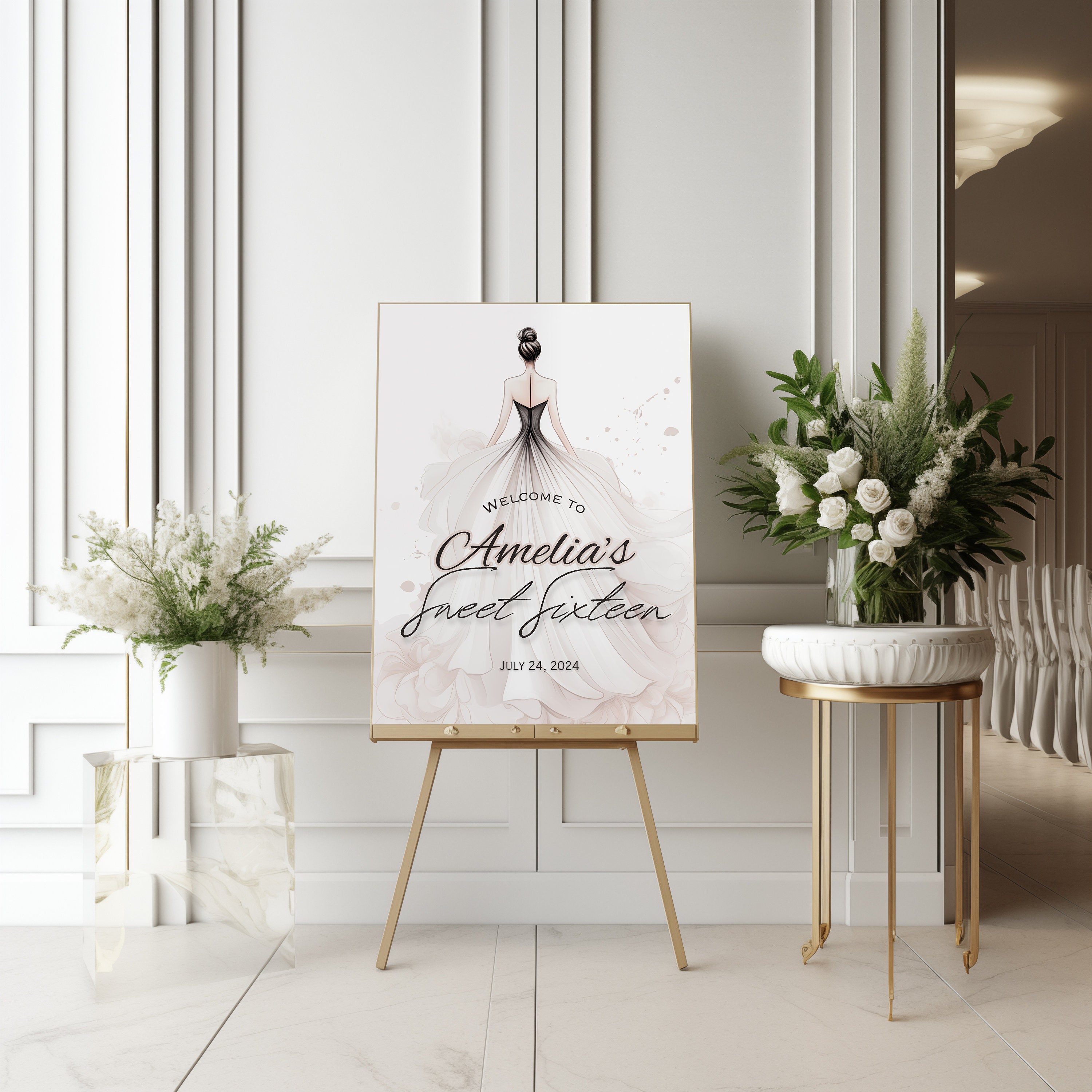 Sweet 16 Welcome Sign Template, Birthday Brunch Party Reception Poster ...