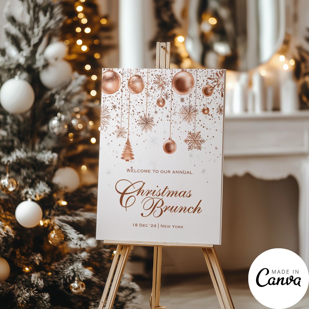 Christmas Party Welcome Sign Template, December Birthday Dinner Welcome ...
