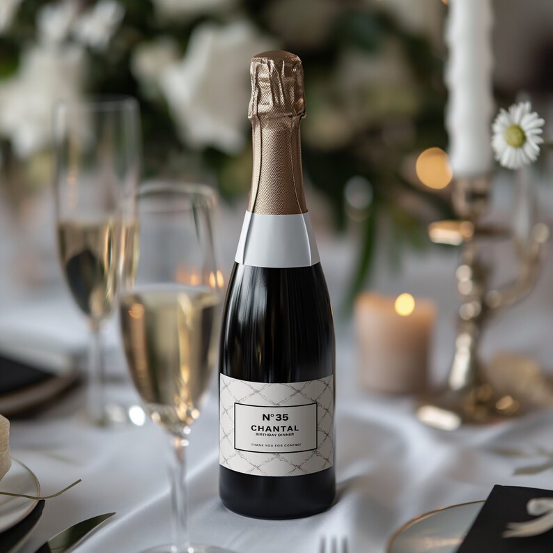 Designer Mini Champagne Label Template, High End Luxury Sticker Label ...