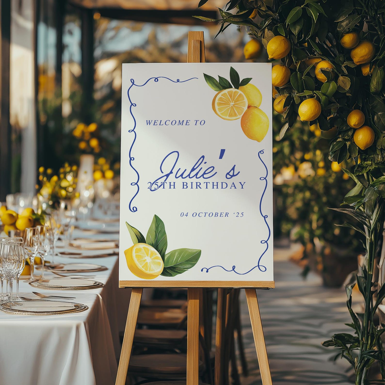 Citrus Lemon Welcome Sign Template, La Dolce Vita Reception Poster ...