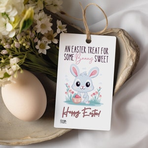 EDITABLE Easter Bunny Treats Tag, Easter Egg Hunt Treats for Kids, DIY ...
