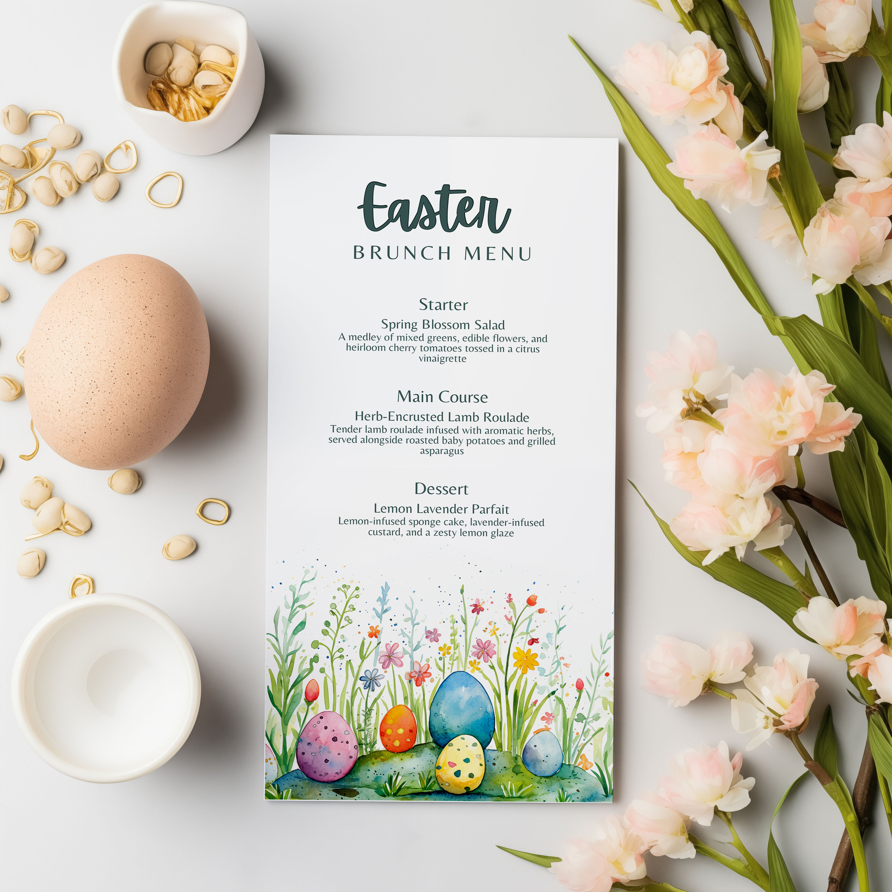 Easter Brunch Menu Card Template, Easter Egg Hunt Menu Letter, Lent ...