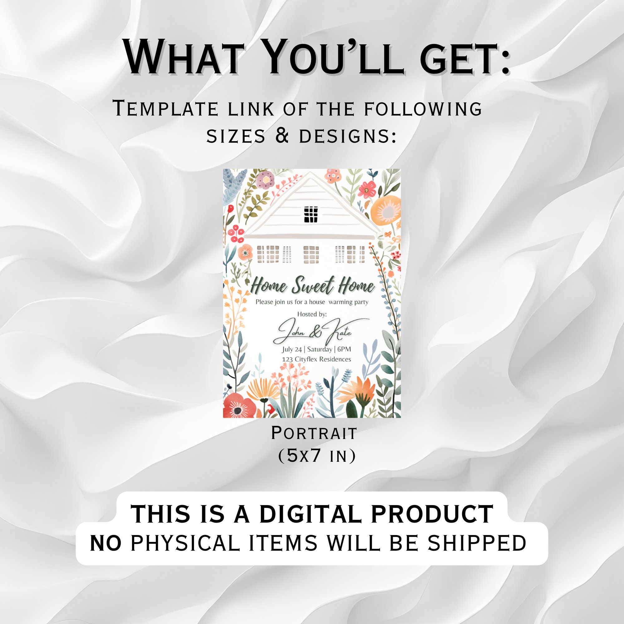 Floral Housewarming Party Invitation Template Digital Save The Dates