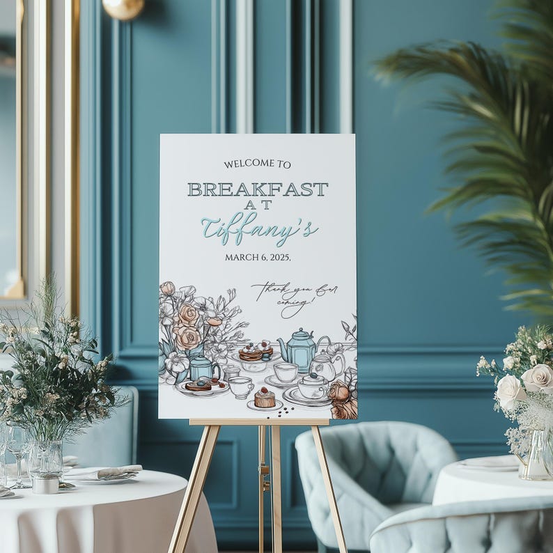 High Tea Birthday Welcome Sign Template, Breakfast Bridal Shower ...