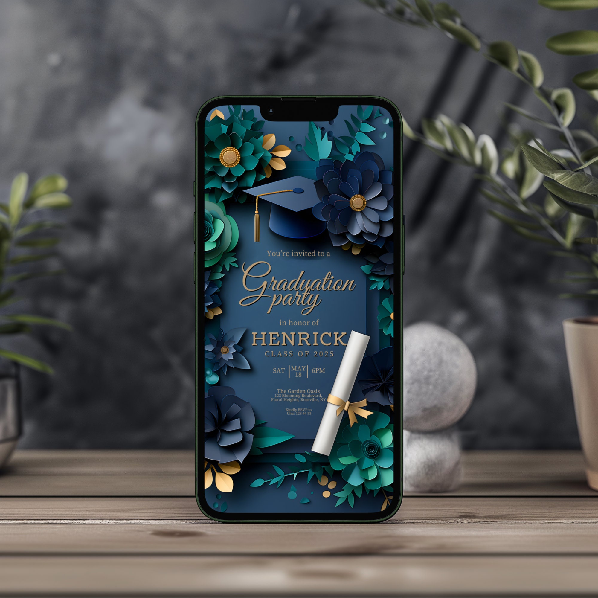 Digital Graduation Invitation, College Grad Electronic Invite for ...