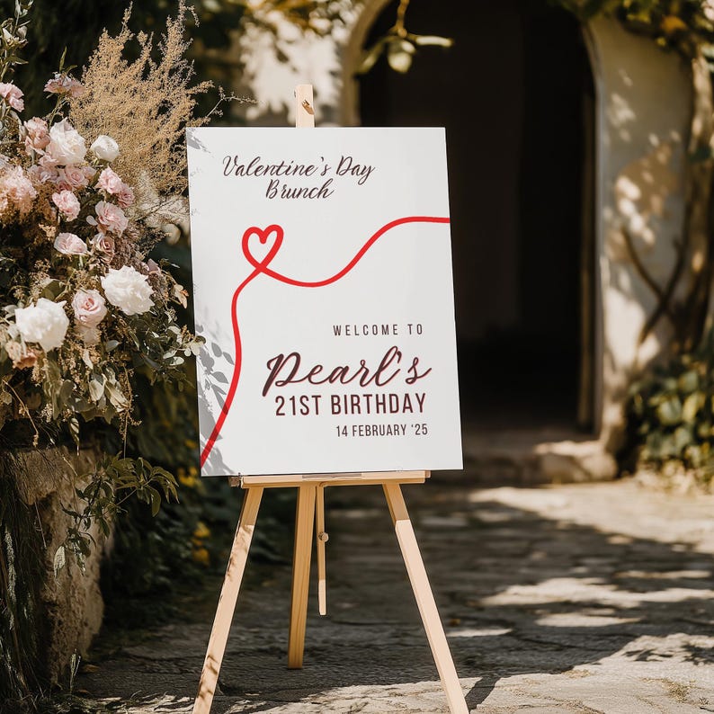 Valentine's Day Welcome Sign Template, Minimalist Birthday Welcome ...