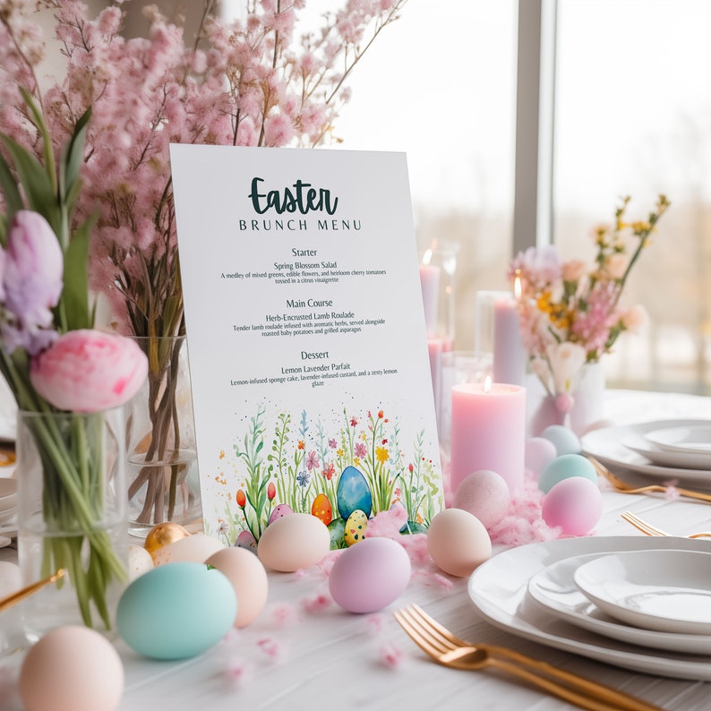 Easter Brunch Menu Card Template, Easter Egg Hunt Menu Letter, Lent ...