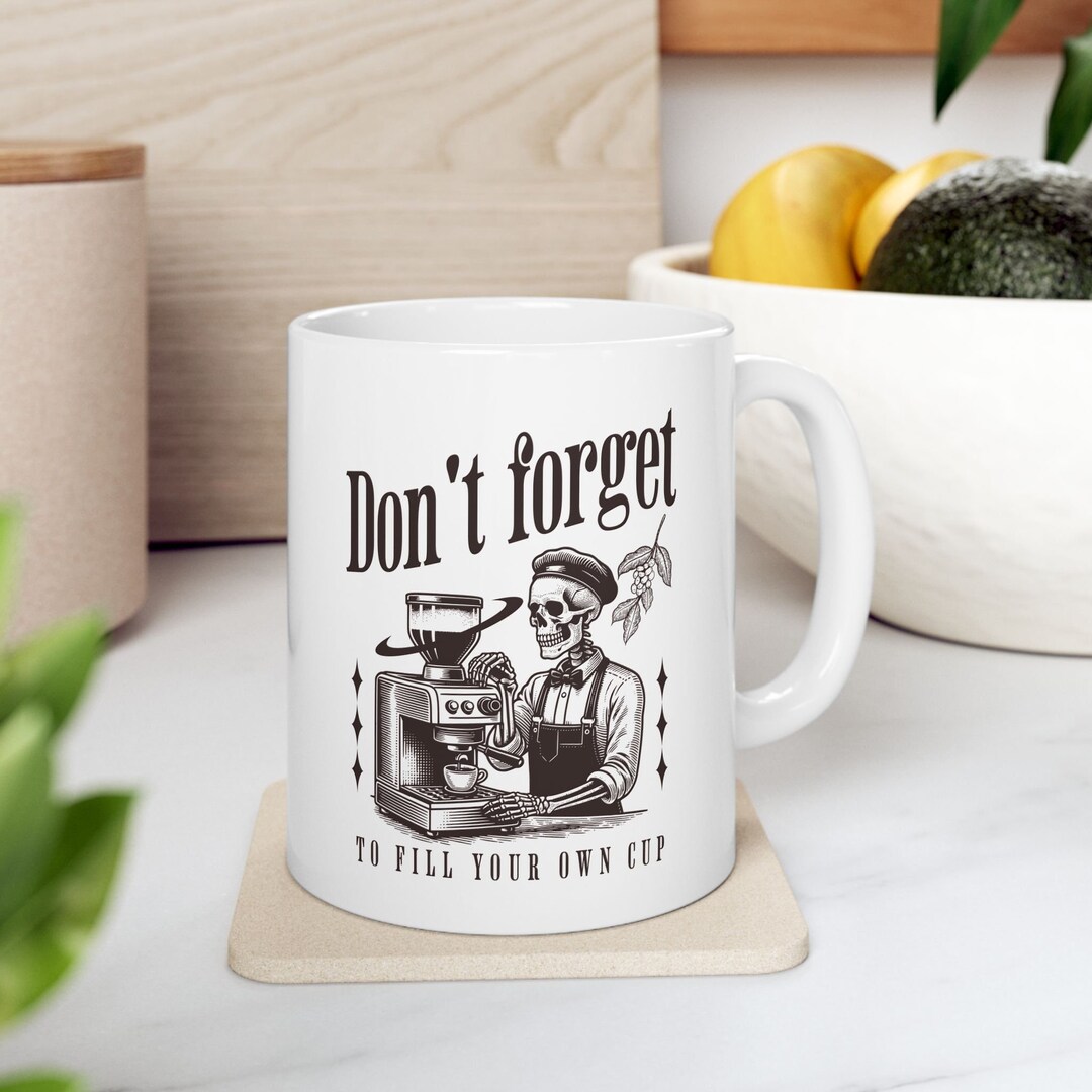 Skeleton Barista Ceramic Mug: Funny Dark Humor Coffee Cup - Etsy