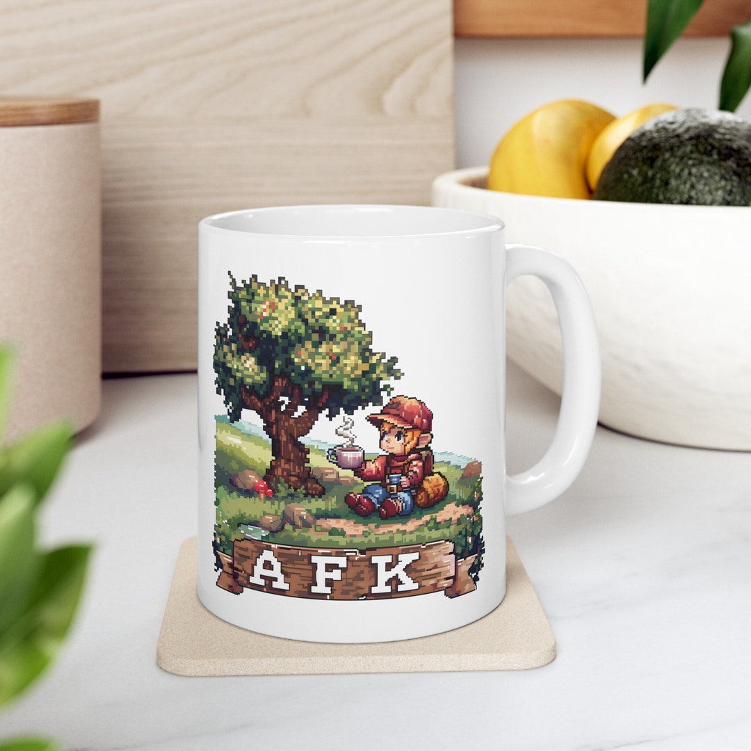 Retro Gaming AFK Coffee Break Ceramic Mug Pixel Art Gamer Gift ...