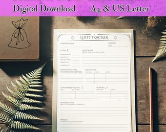 Dnd Loot Tracker Printable: Dungeons and Dragons Inventory Sheet (A4 ...