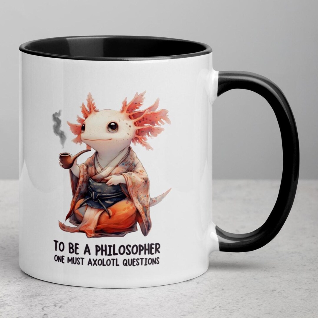 Axolotl Philosopher Mug – Cute Japanese Cartoon Animal Mug With Funny ...