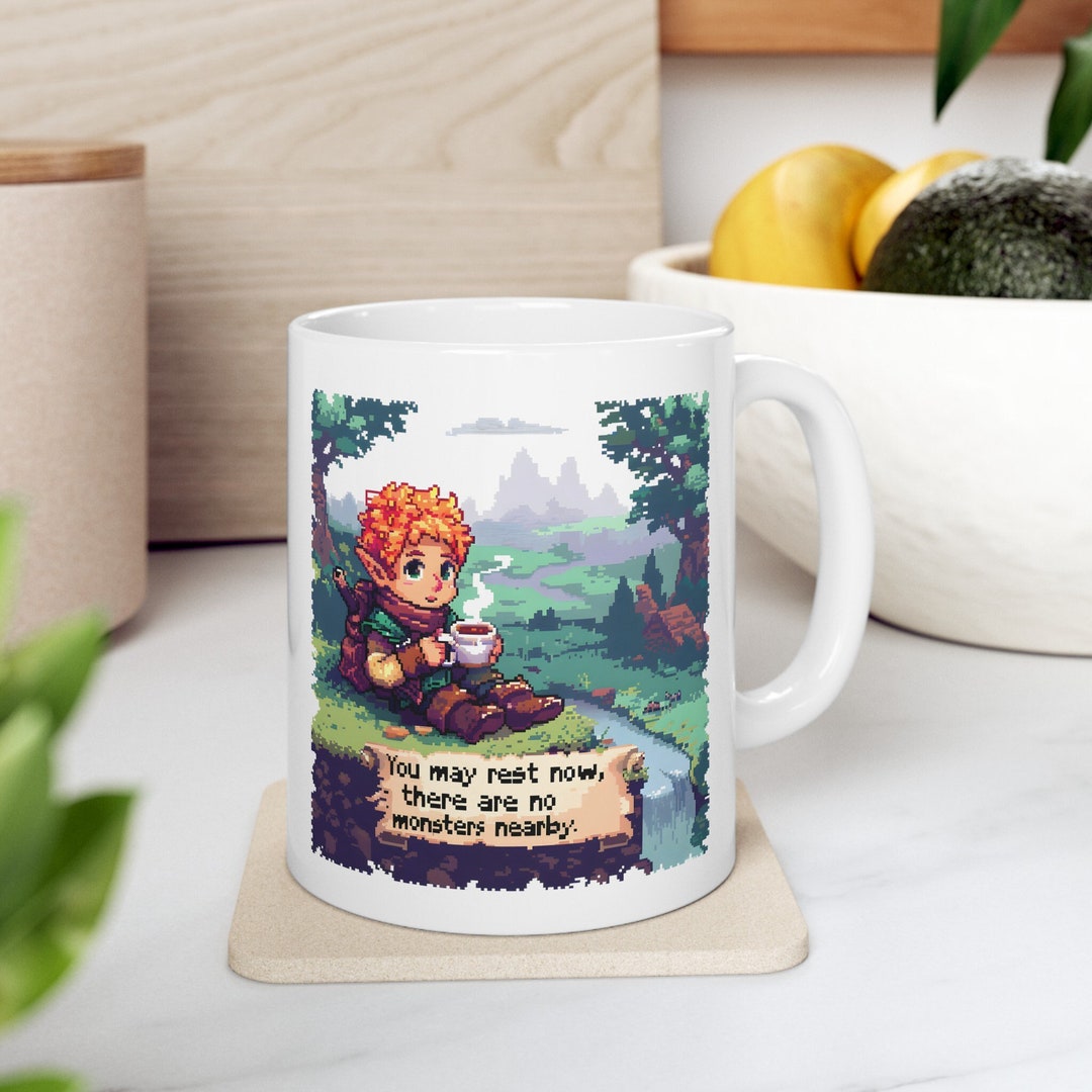 Retro Gamer Mug you May Rest Now, There Are No Monsters Nearby Pixel ...