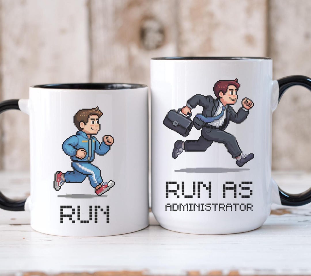 Funny Programmer Mug: Run Vs Run as Administrator Pixel Art - Etsy Canada