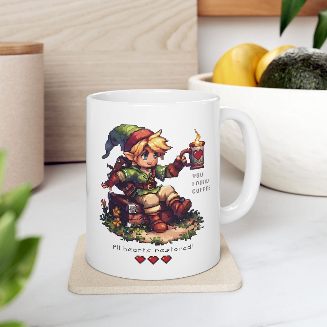 Retro Game Character - You Found Coffee All Hearts Restored Coffee Mug ...