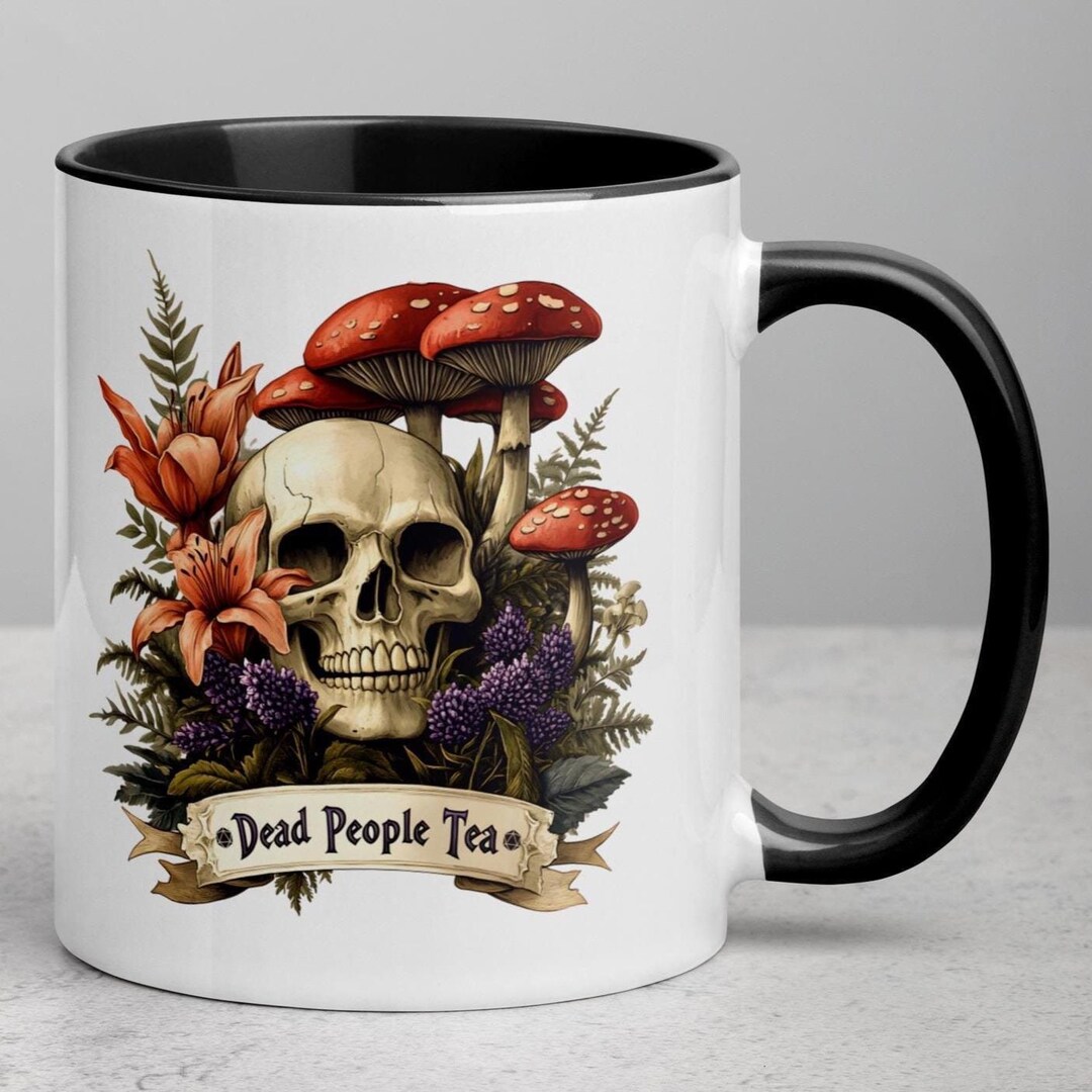 Dnd Inspired Dead People Tea Gothic Skull With Flowers Design ...