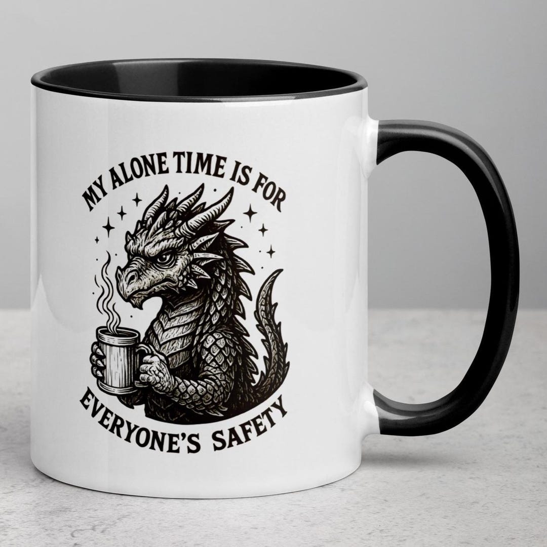 Funny Grumpy Dragon Coffee Mug: Introvert Gamer Gift - Etsy