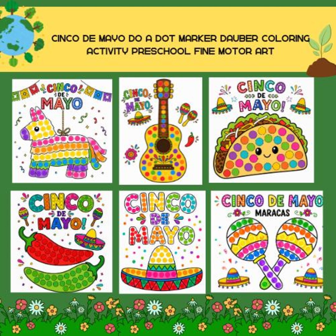 Cinco De Mayo Dot a Dot Marker Dauber Coloring Activity Preschool Fine ...
