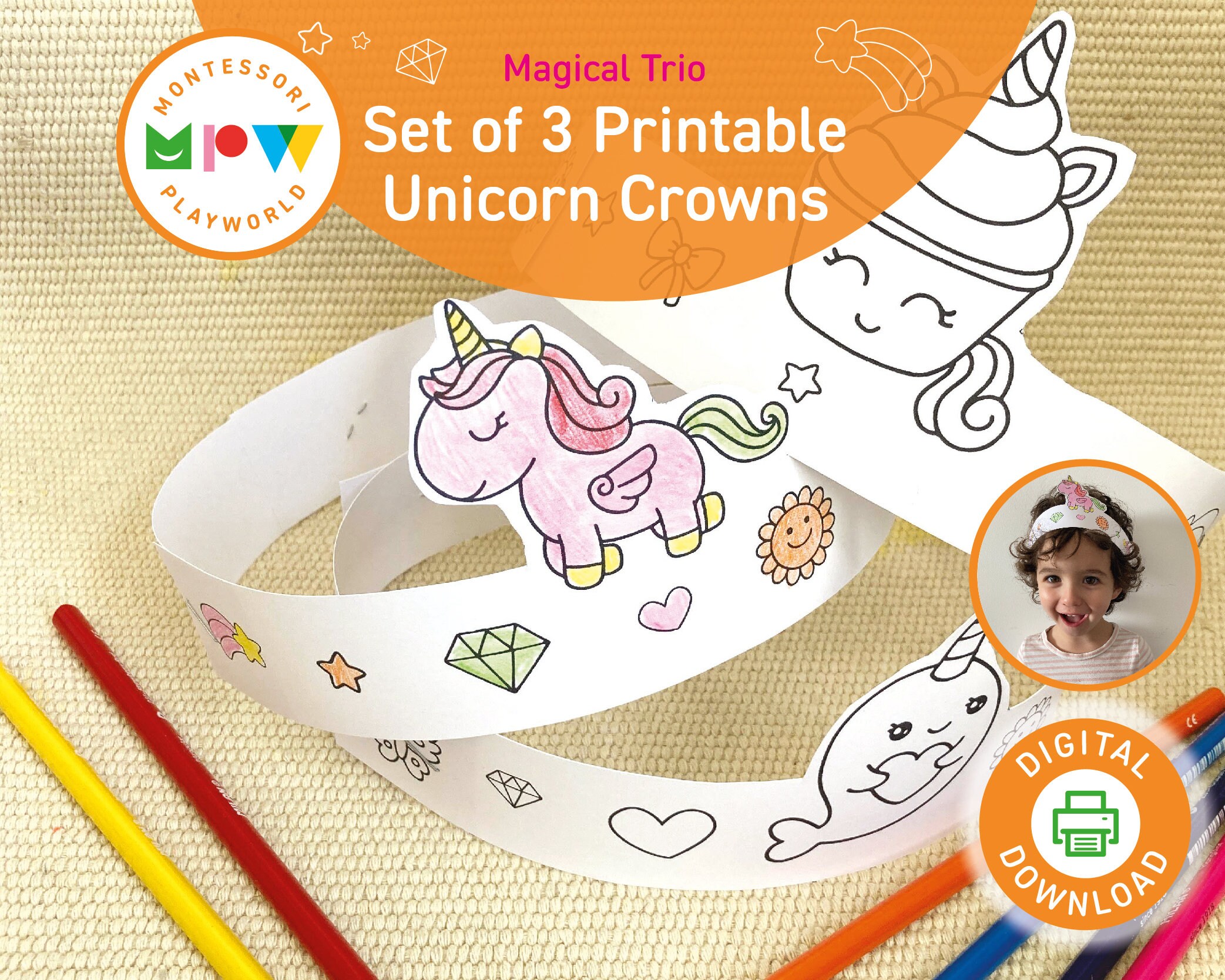 Printable Unicorn Crowns, Kids Crafts Printables, Unicorn Birthday ...