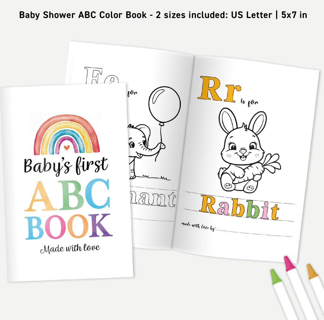 ABC Book Baby Shower Coloring Pages, Baby's First ABC Book, Abc Baby ...