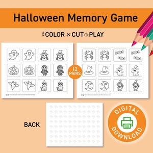 Halloween Printable Memory Game Halloween Activities for Kids Halloween ...