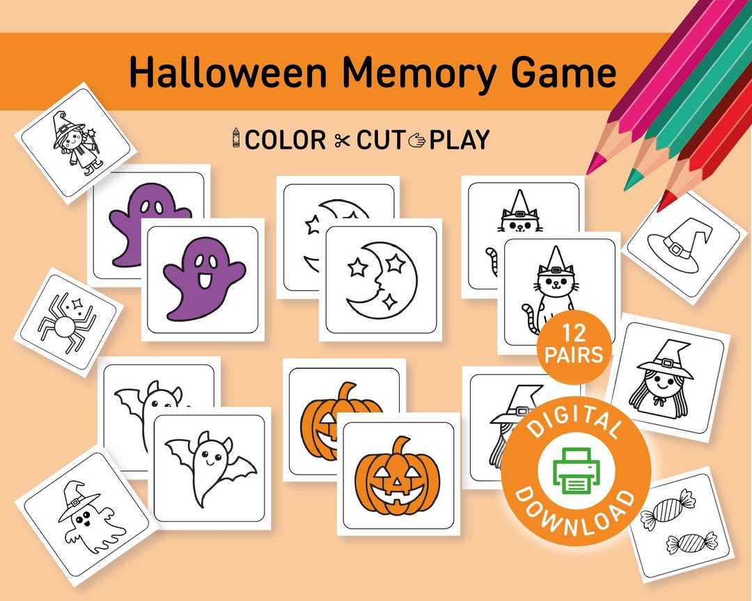 Halloween Printable Memory Game Halloween Activities for Kids Kids ...