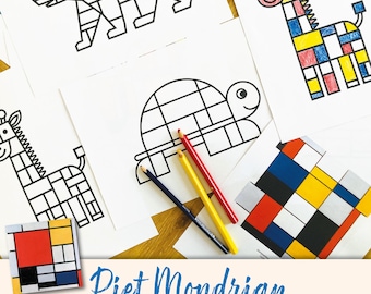 Piet Mondrian Coloring Worksheet