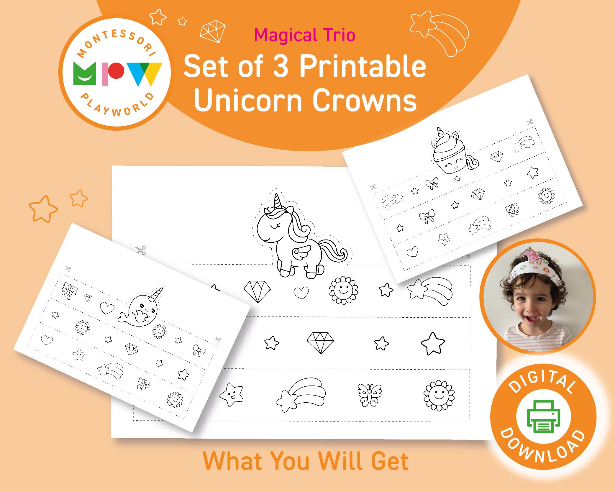 Printable Unicorn Crowns, Kids Crafts Printables, Unicorn Birthday ...