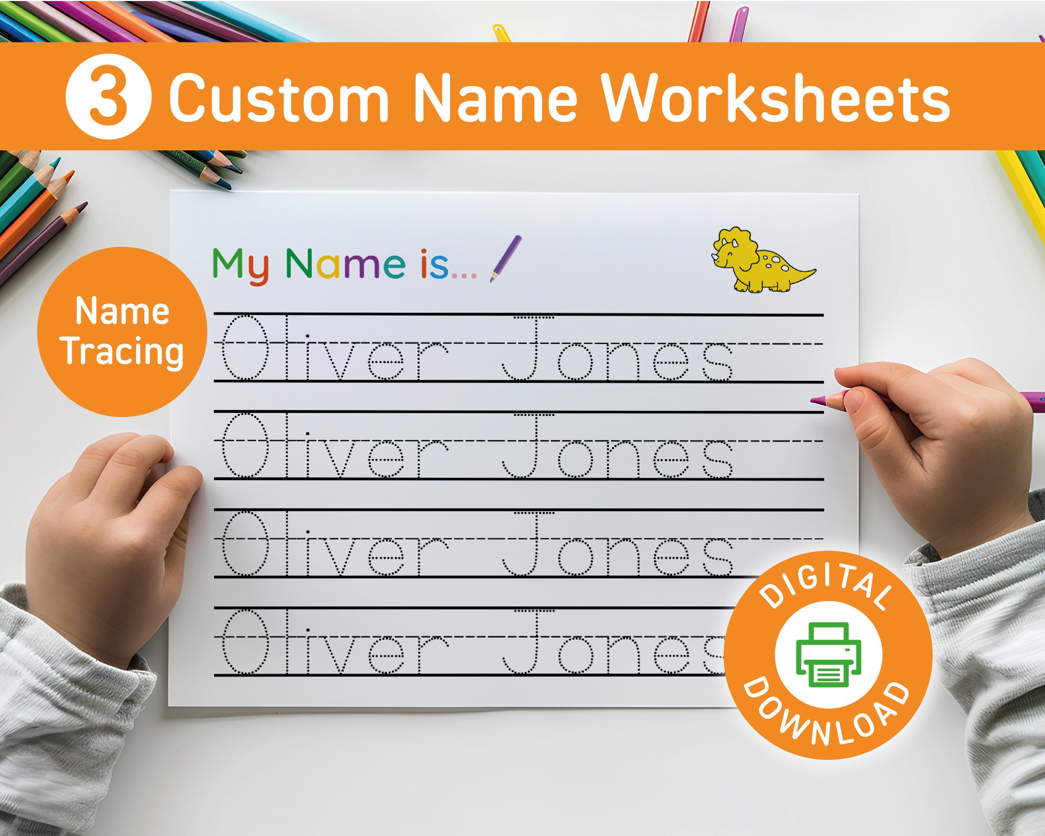 Custom Name Tracing Worksheets Personalized Printable Practice Sheets ...