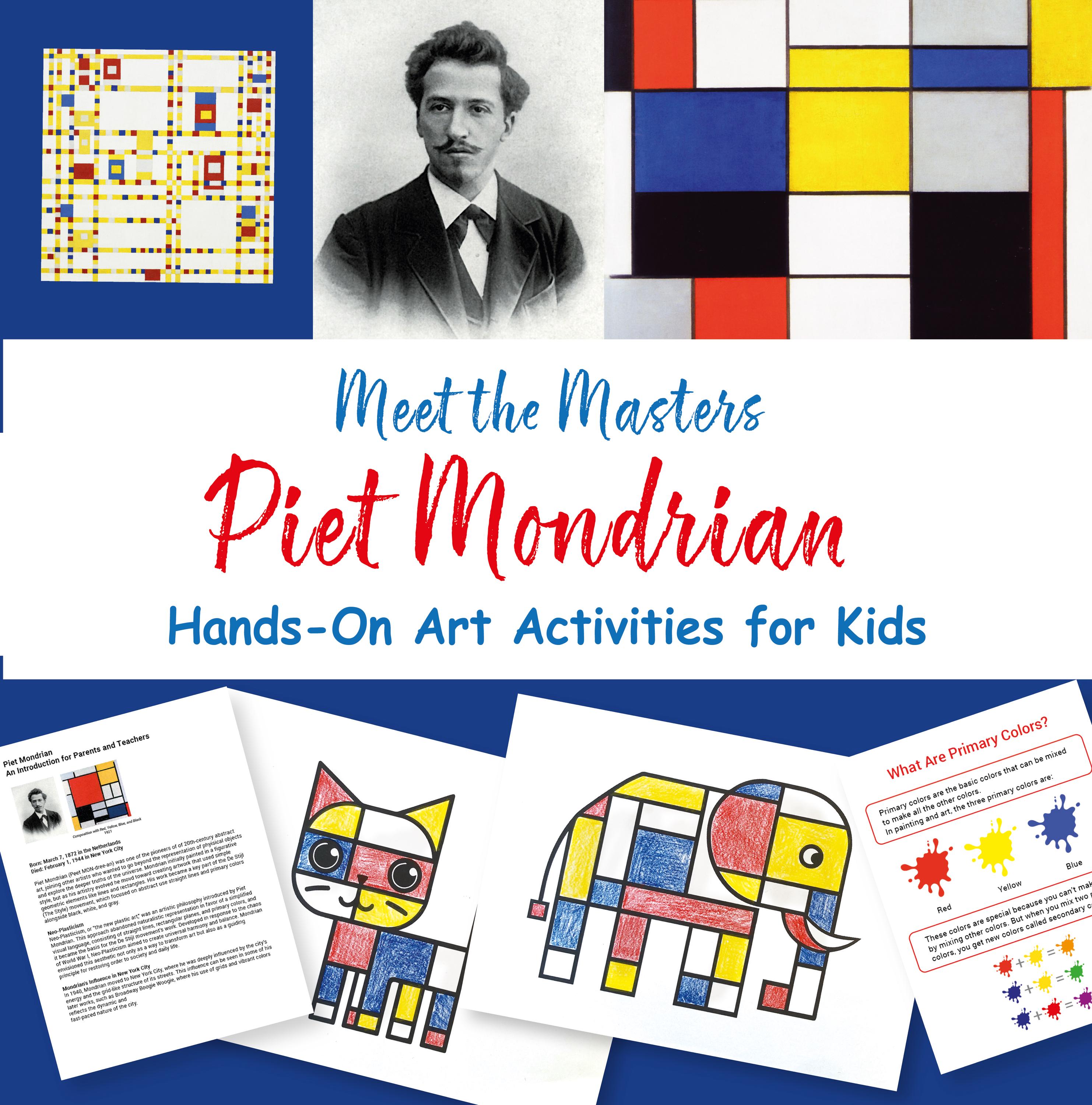Piet Mondrian Art Activities for Kids – Digital Download Kit, Primary ...