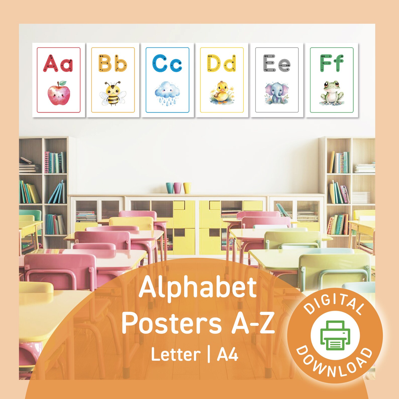 Alphabet Poster Classroom Decor, Educational Posters for Kids, Alphabet ...