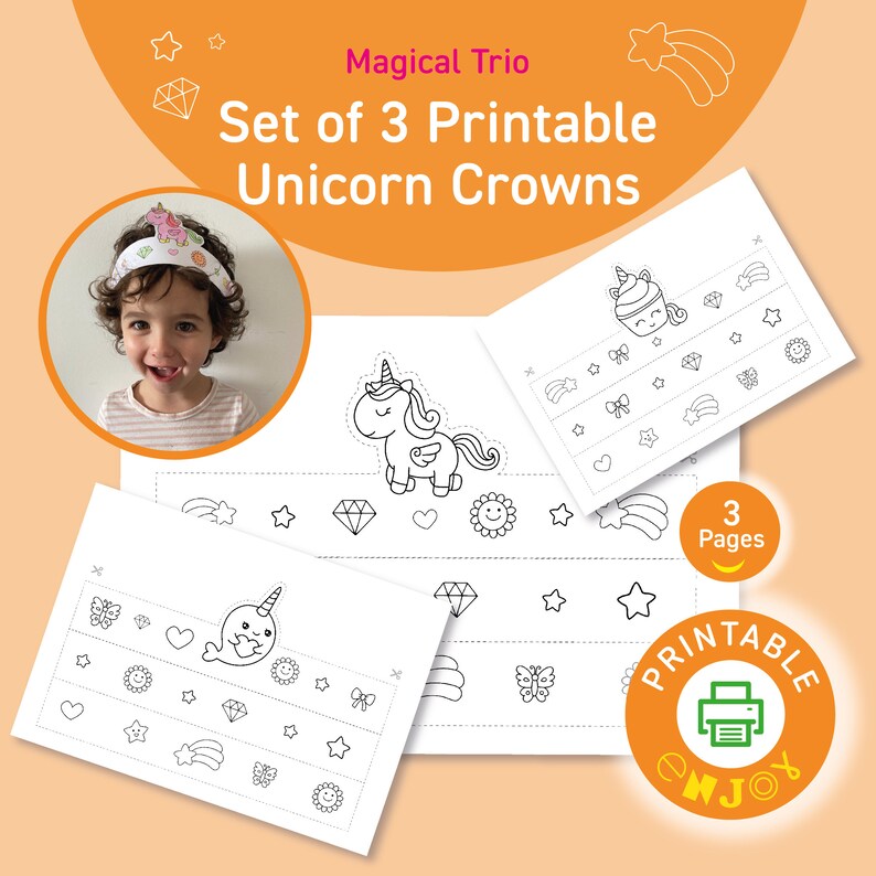 Printable Unicorn Crowns, Kids Crafts Printables, Unicorn Birthday ...