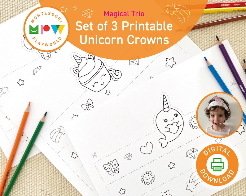 Printable Unicorn Crowns, Kids Crafts Printables, Unicorn Birthday ...
