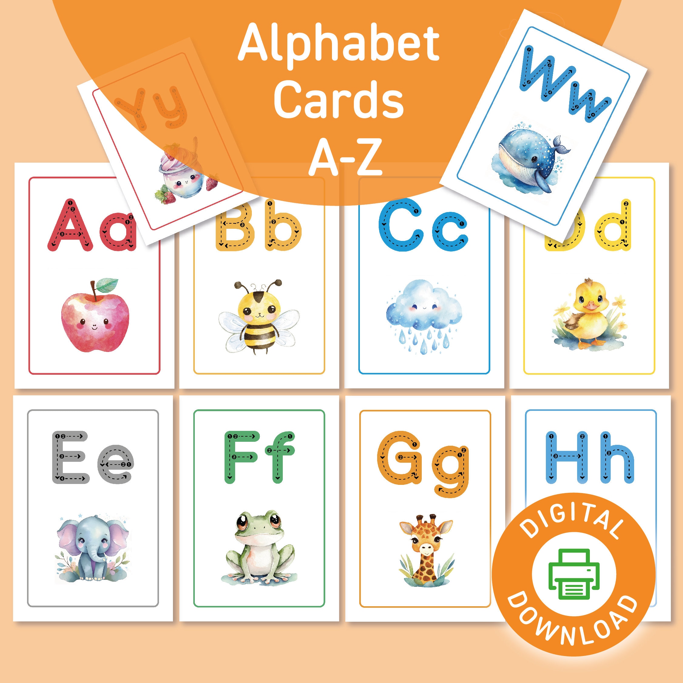Printable Alphabet Flash Cards Cards With Pictures Abc Flash Cards Pdf ...