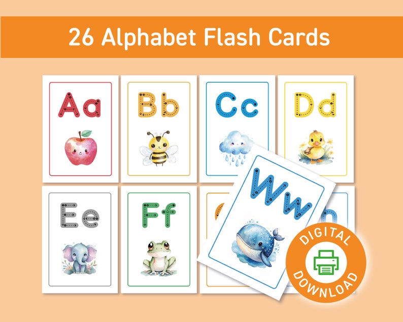 Alphabet Flash Cards Alphabet Tracing Cards Homeschool Printables ABC ...